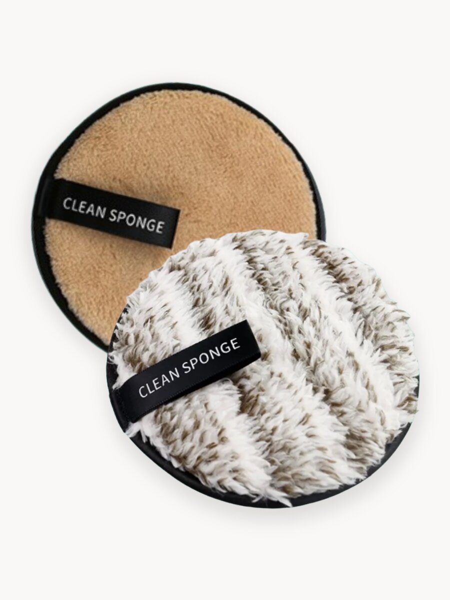 Спонжи для умывания лица, снятия макияжа, многоразовые 2 шт.