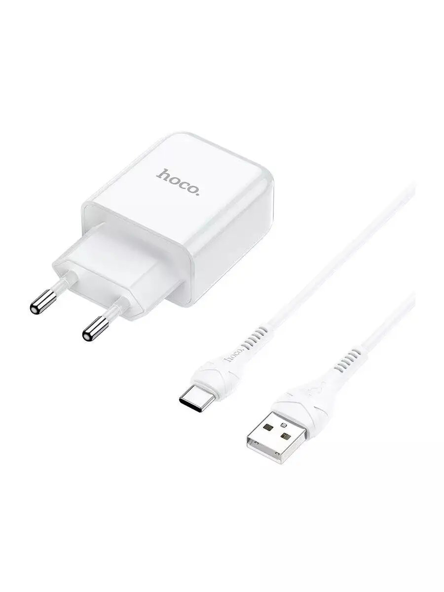 Сетевое зарядное устройство + кабель Type-C HOCO N2 USB 2.1A белый