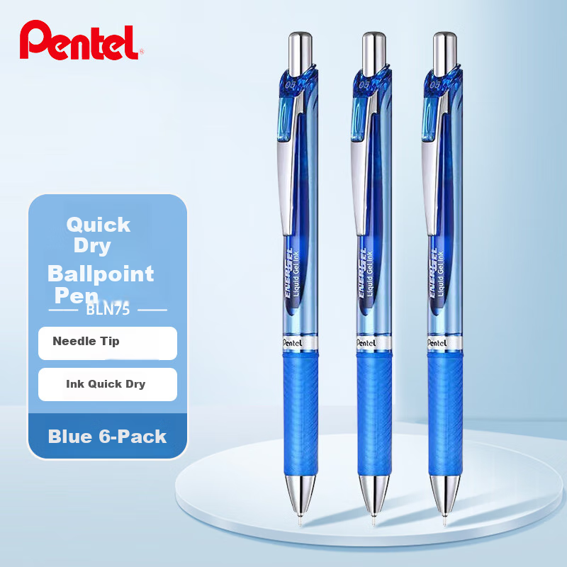 Pentel BLN75 Съемный синий гелевый перь 0.5 мм с быстросохнущей водной чертой для офиса и школы Цвет：0.5 мм BLN75 синий