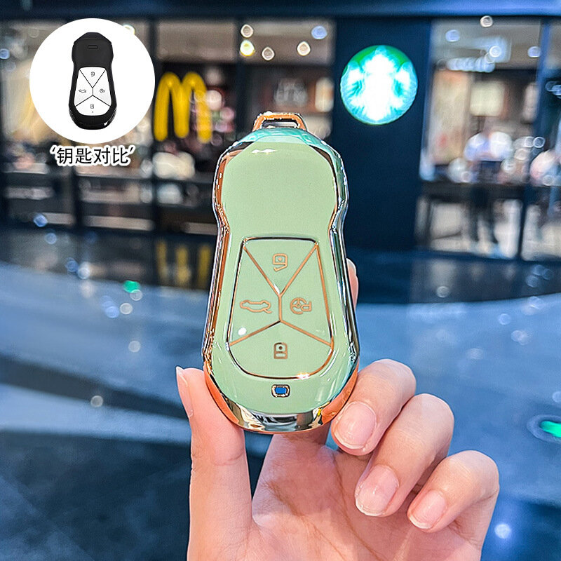 Кейс для ключа Xpeng для моделей G6/P7/G9/G3 - зеленый стиль с одиночным ремешком