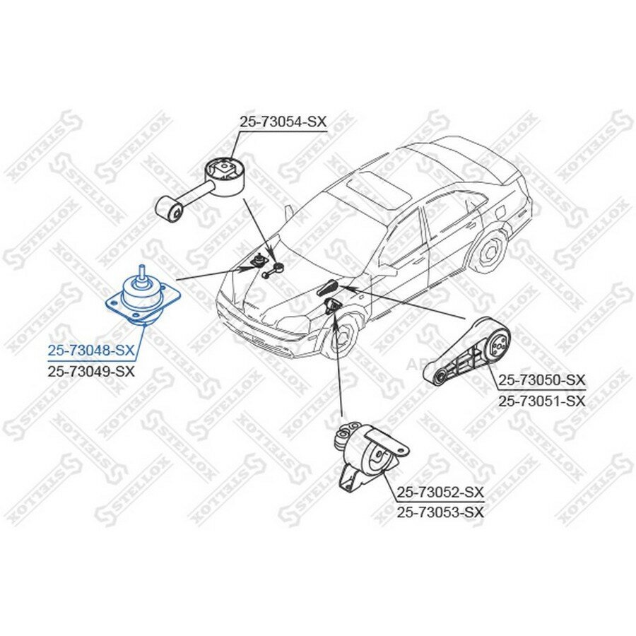 Подушка двигателя DAEWOO LACETTI 04- 1.4/1.6 прав. STELLOX 2573048SX