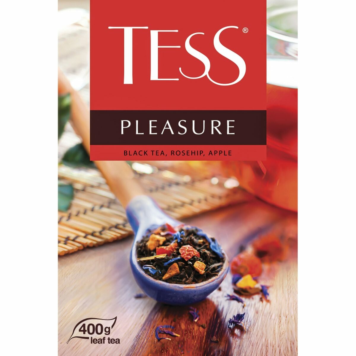 Чай Tess Pleasure черный с шиповником, яблоком и цветочными лепестками 400 г, 1 уп.