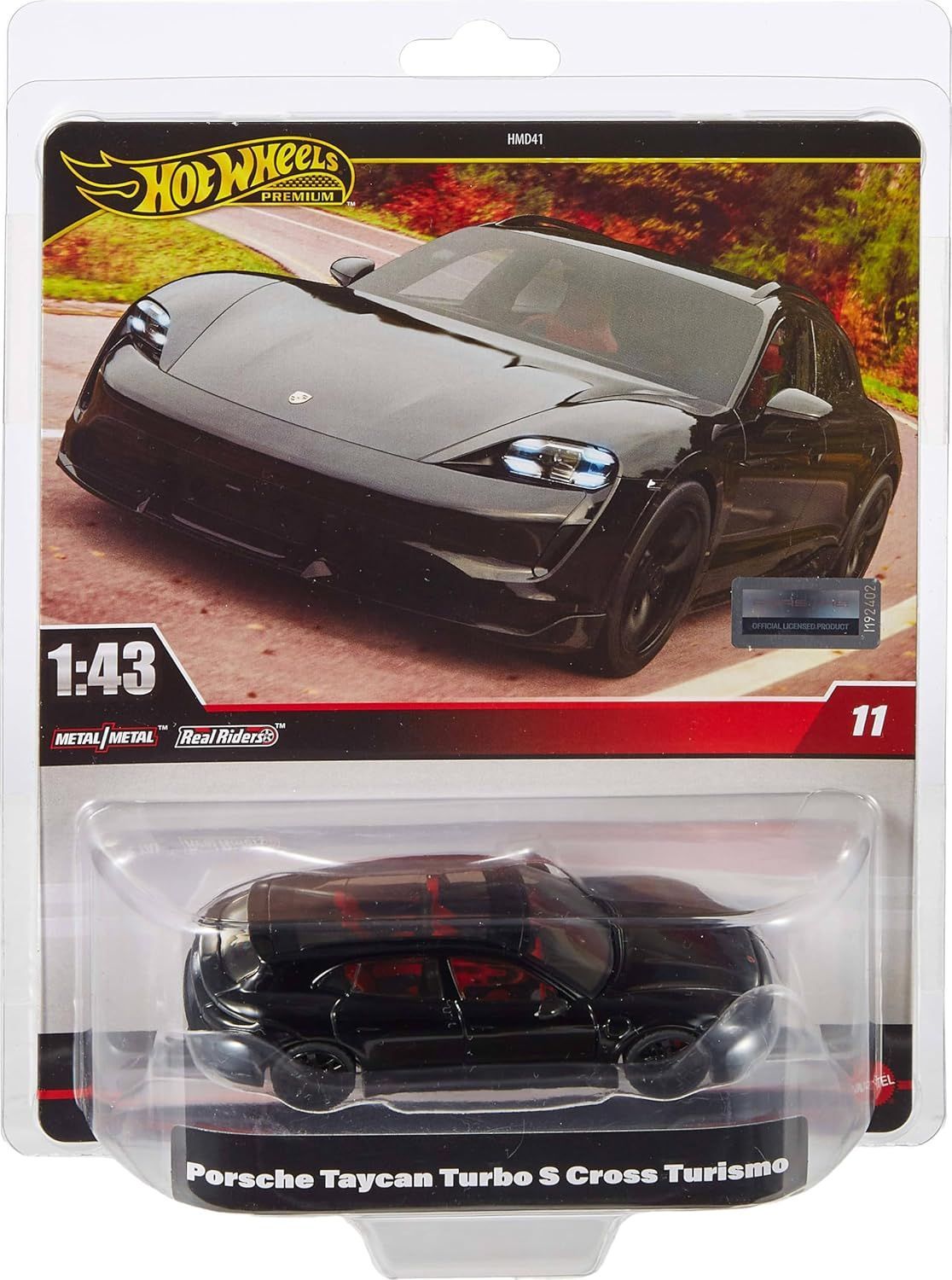Коллекционная Premium машинка Hot Wheels Porsche Taycan Turbo S Cross Turismo Glossy black (коллекция 2024 Premium 1:43, №11)
