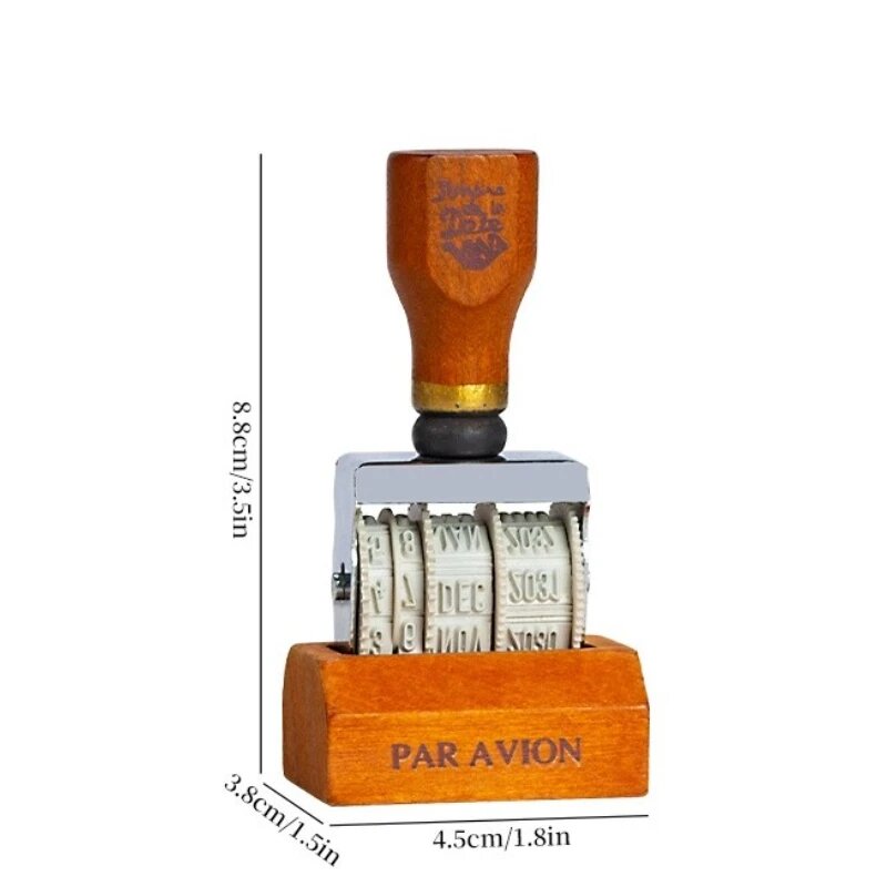 Ретро штамп для даты с деревянной ручкой Orange