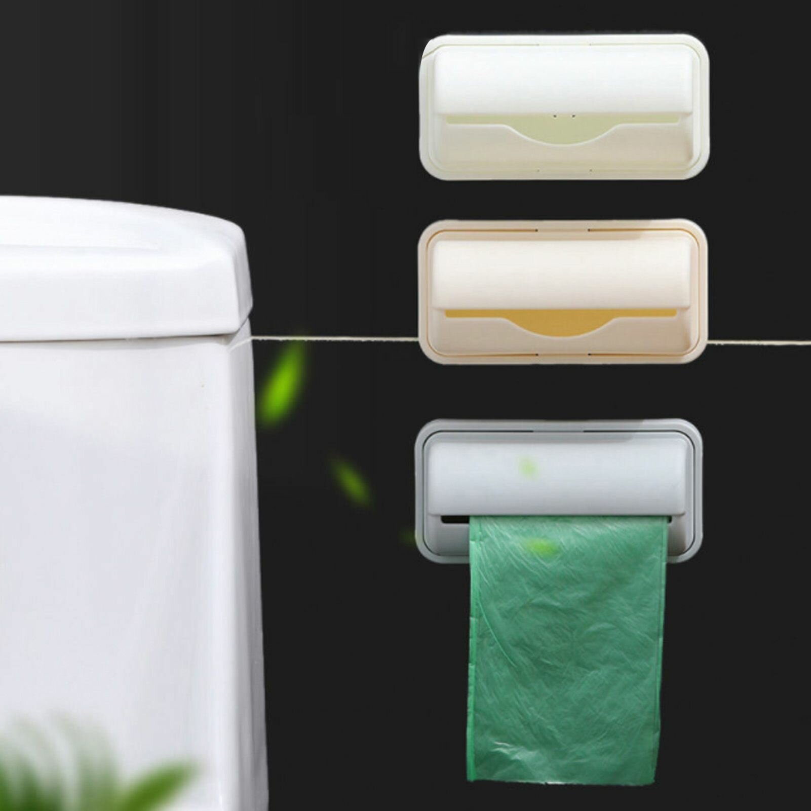 Настенный держатель для мусорных мешков, пластиковый дозатор мусорных мешков без дрели для домашней кухни, серый