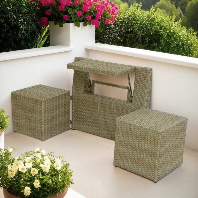 Комплект мебели для балкона из искусственного ротанга Мармарис 180*80*55 см для 2 человек, бежевый, Kaemingk, 840512