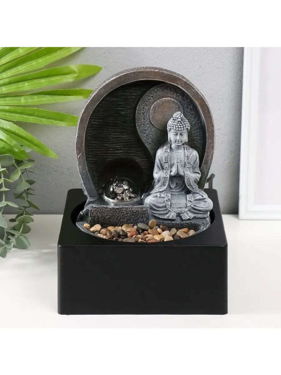 Фонтан настольный от сети, подсветка "Будда под луной" 18х18