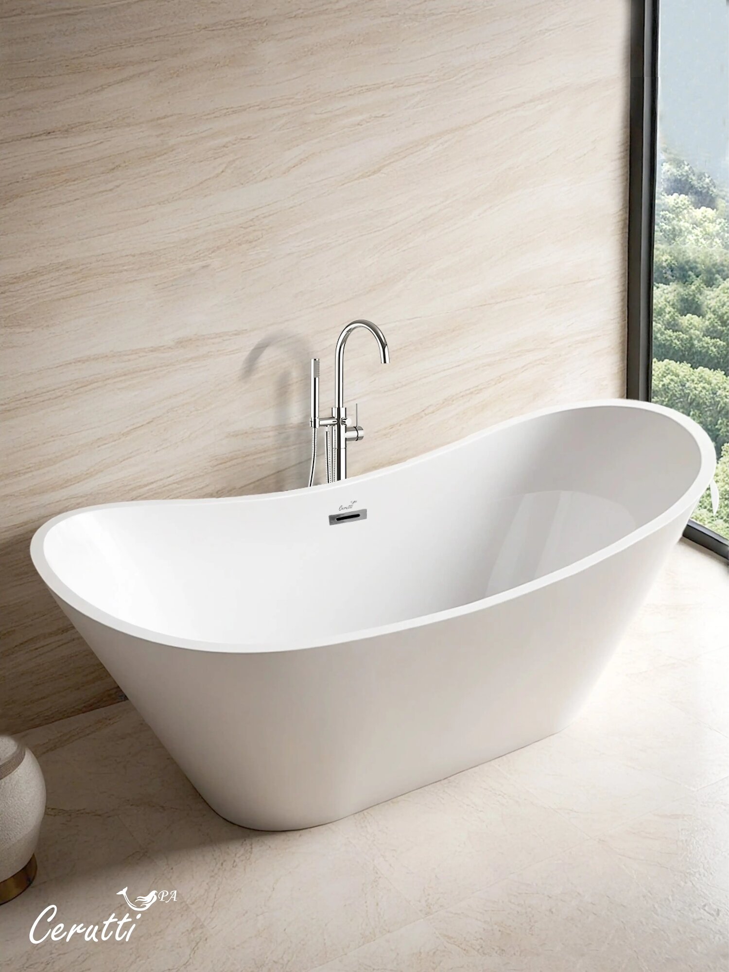 Отдельностоящая акриловая ванна Cerutti Spa NEMI 170II без гидромассажа