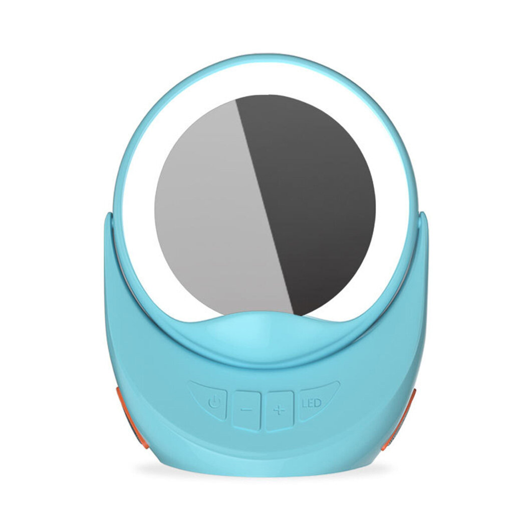(1 шт.) Светодиодный индикатор беспроводной зарядки со световым зеркалом для макияжа, настольный Bluetooth-динамик-синий