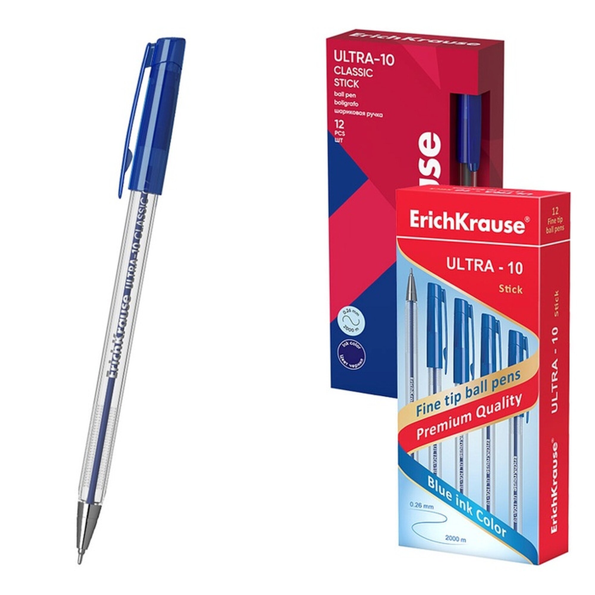 Ручка Erich Krause Ultra-10, шариковая, синие чернила, 2000м