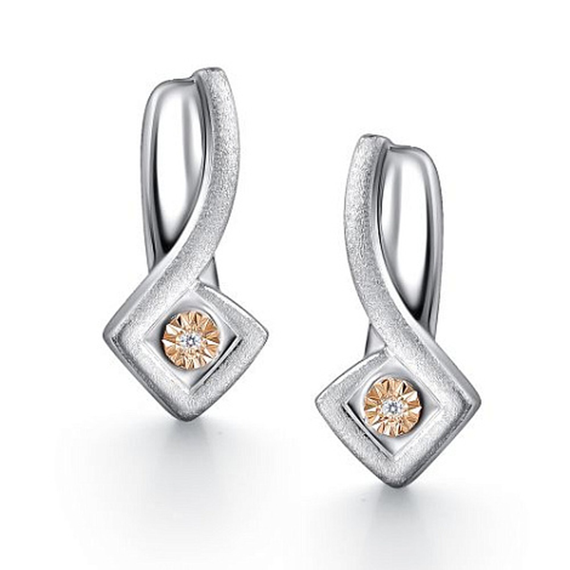 Серьги, серебро, 925 проба, родирование, бриллиант