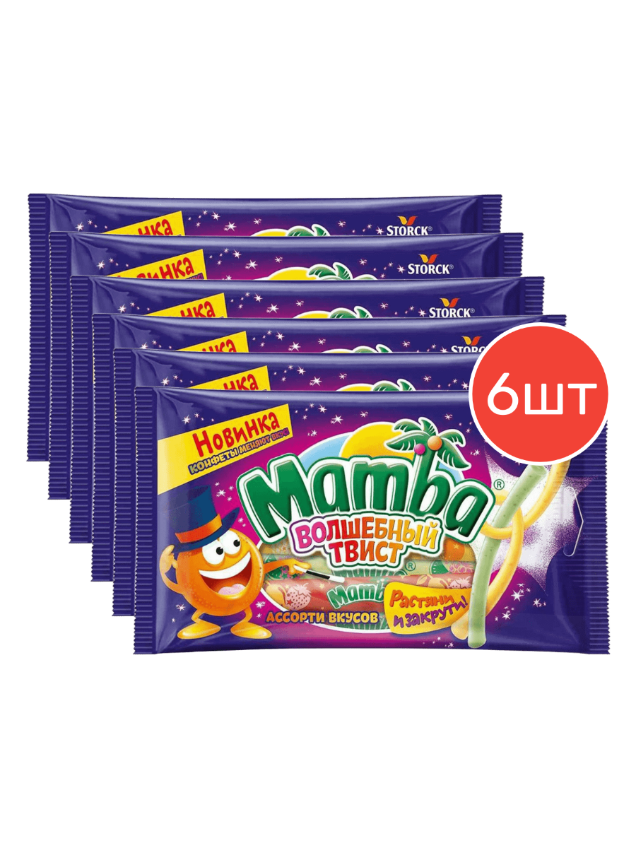 Жевательные конфеты, "Mamba", "Волшебный твист", 70г 6 шт