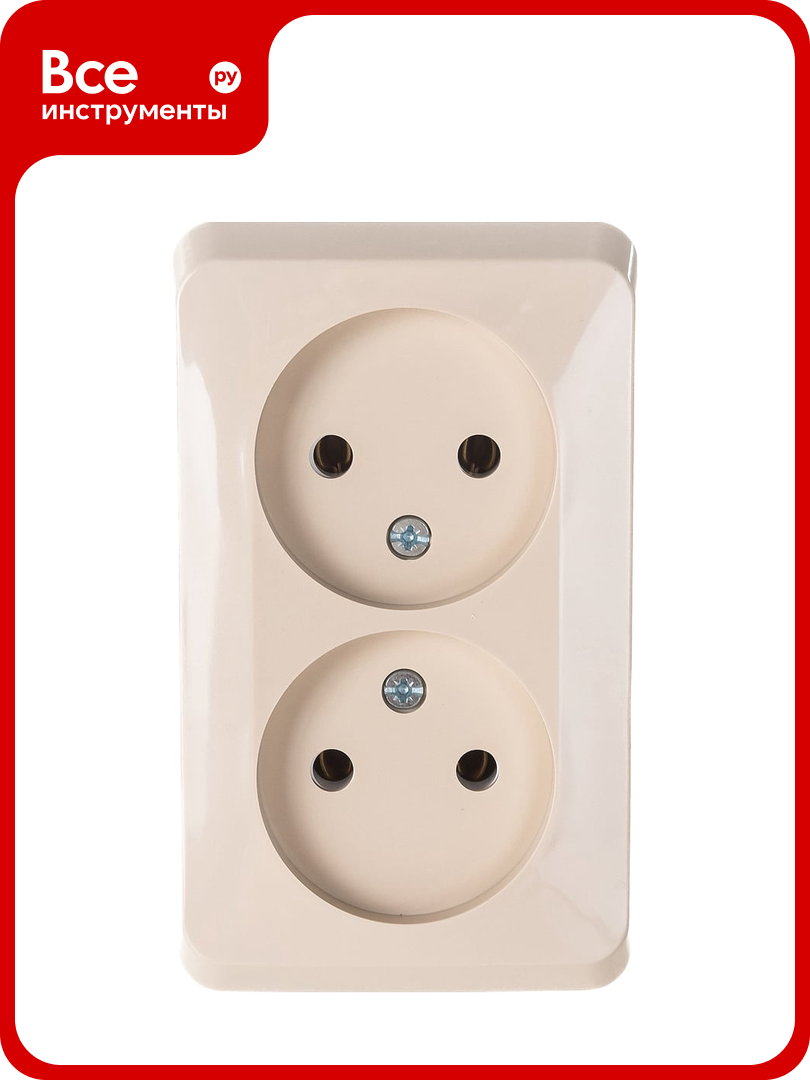 Двухместная, Systeme, розетка Systeme Electric ОП Этюд 16А IP20 без заземл. кремовая PA16-005K, (ранее, Schneider