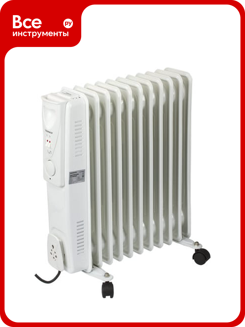 Масляный обогреватель SONNEN DFS-11, 2500 Вт, 11 секций, белый, 453500