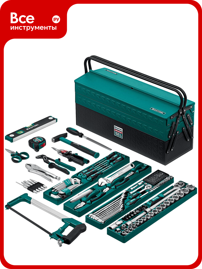 Универсальный набор инструмента KRAFTOOL Grand-152 1/2"+1/4" 152 предм, 27978-H152