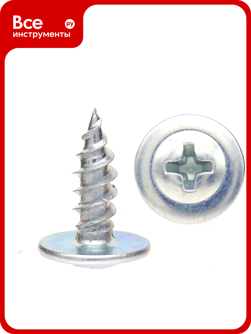 Саморез с прессшайбой BOWT острый, 4,2x13, 500 шт. P02305, металл