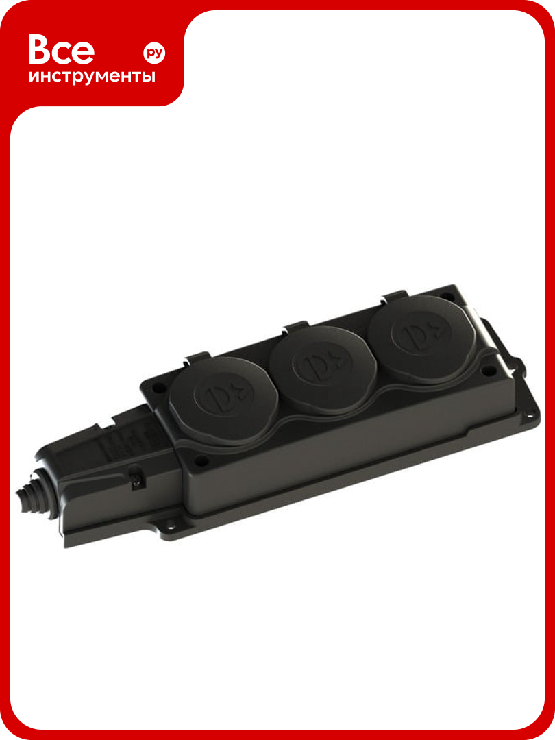 Колодка удлинителя Systeme Electric 3-м MultiSet 16А 250В IP44 с заземл. каучук черн. SE MST4103BK, для сборки