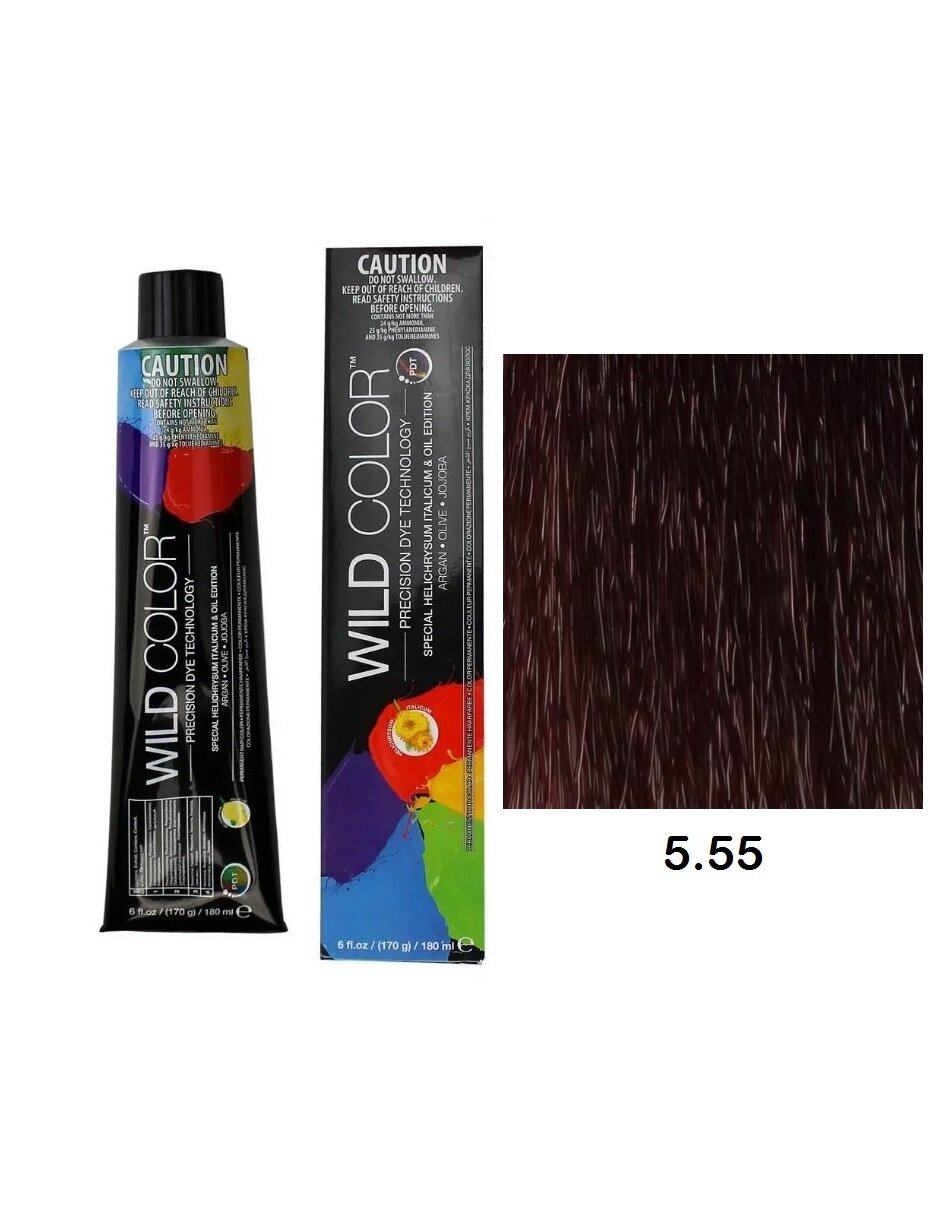 Wild Color Стойкая краска для волос 180 мл - Wild Color 5.55 5MM Светло-каштановый махагоновый интенсивный