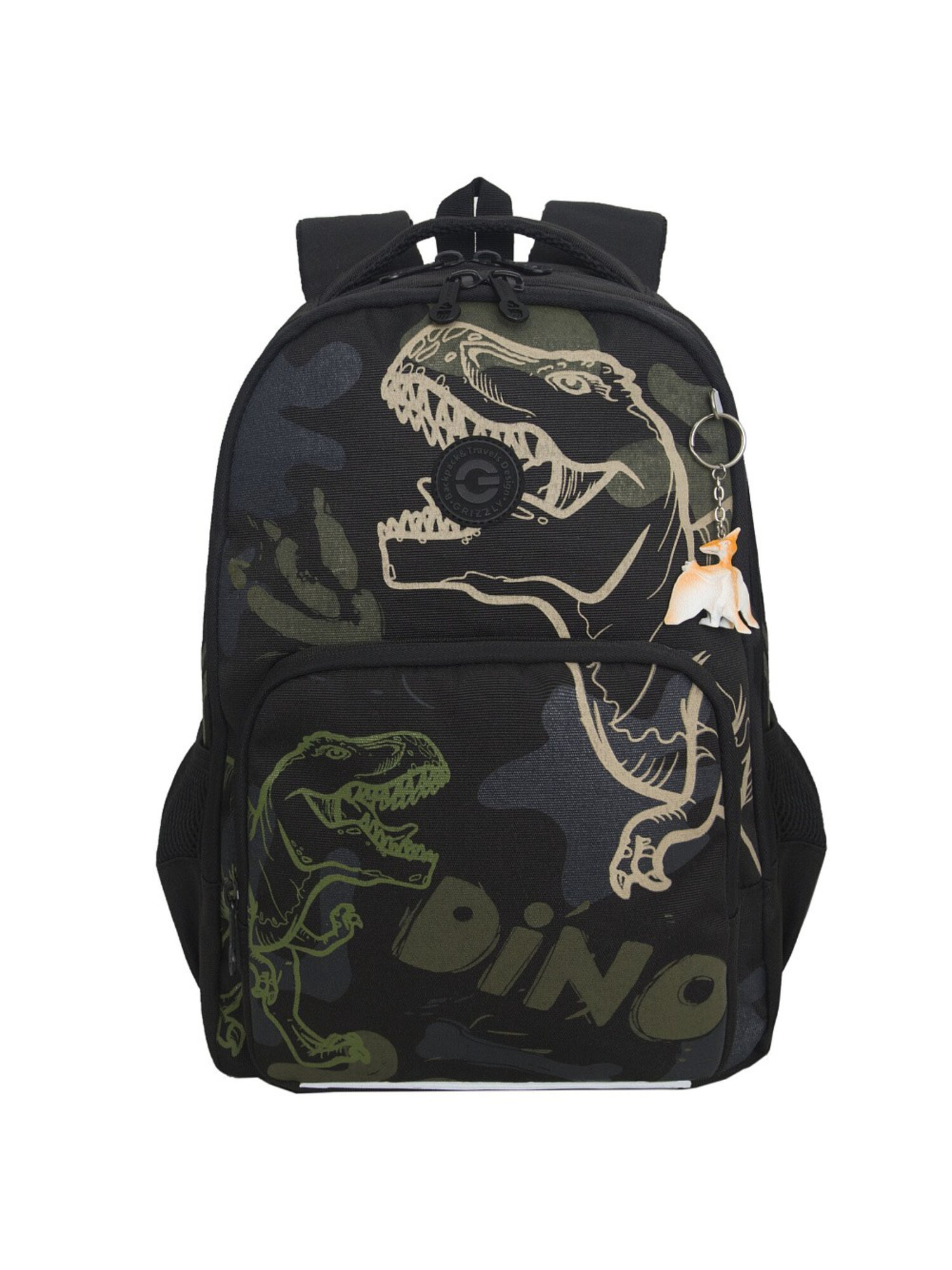 Школьный рюкзак GRIZZLY для мальчиков, RB-559-3, хаки, 28х40х15,5