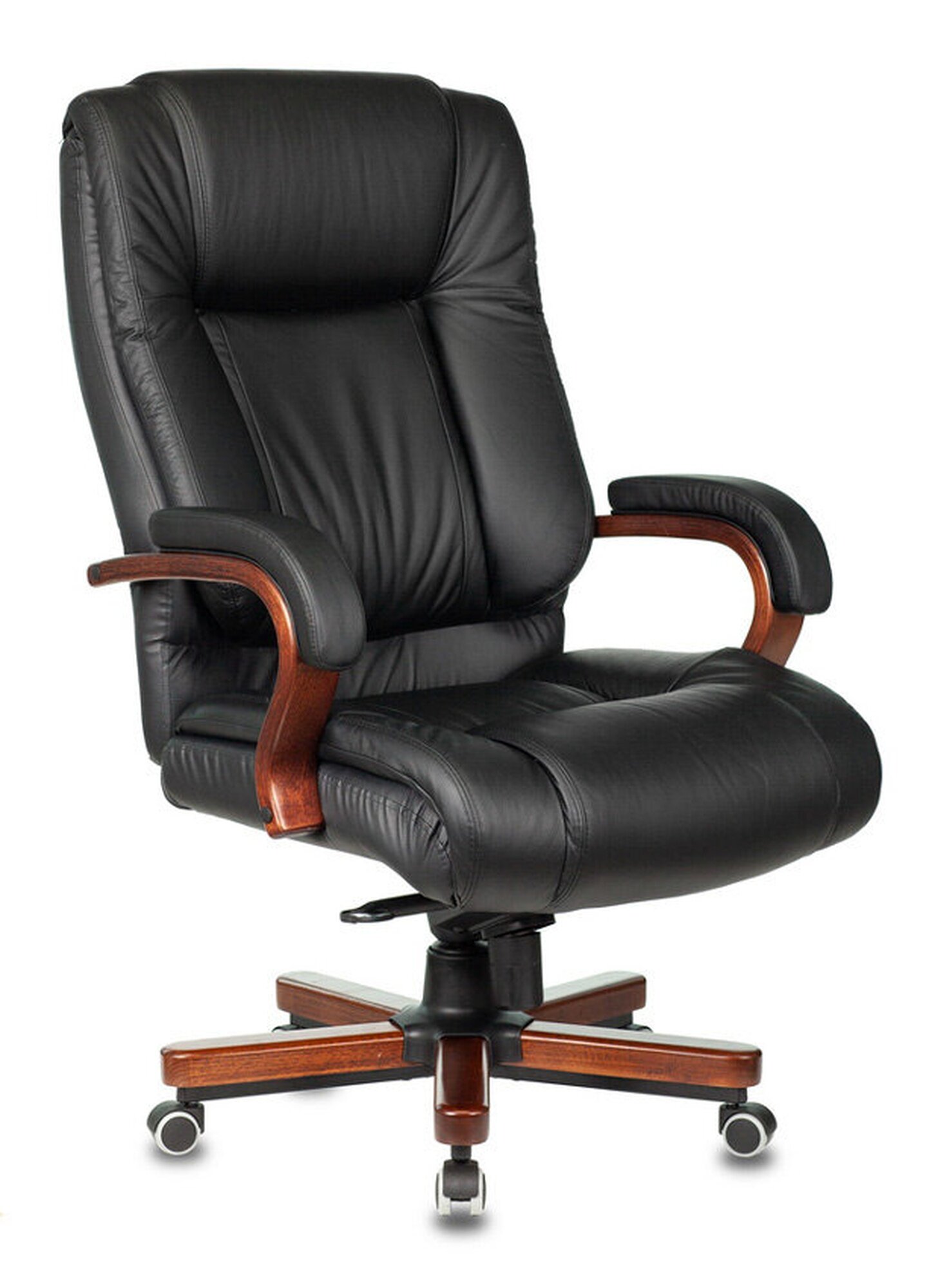Кресло руководителя Бюрократ T-9925WALNUT, обивка: кожа/кожзам, цвет: черный (T-9925WALNUT/BLACK)