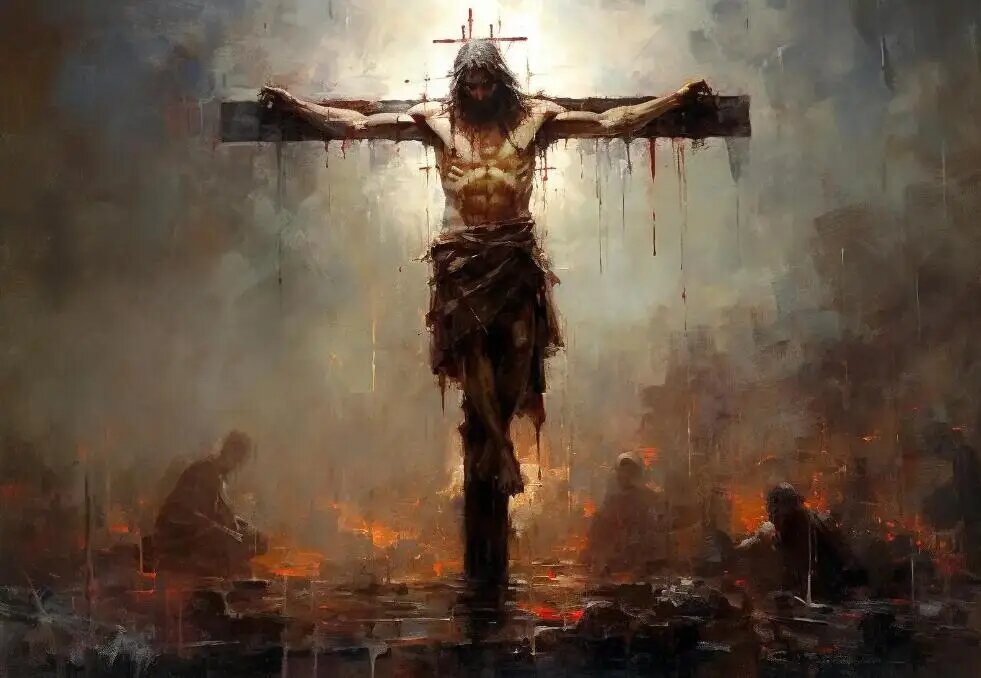 Печать на холсте "Иисус на кресте" 40x60cm No frame