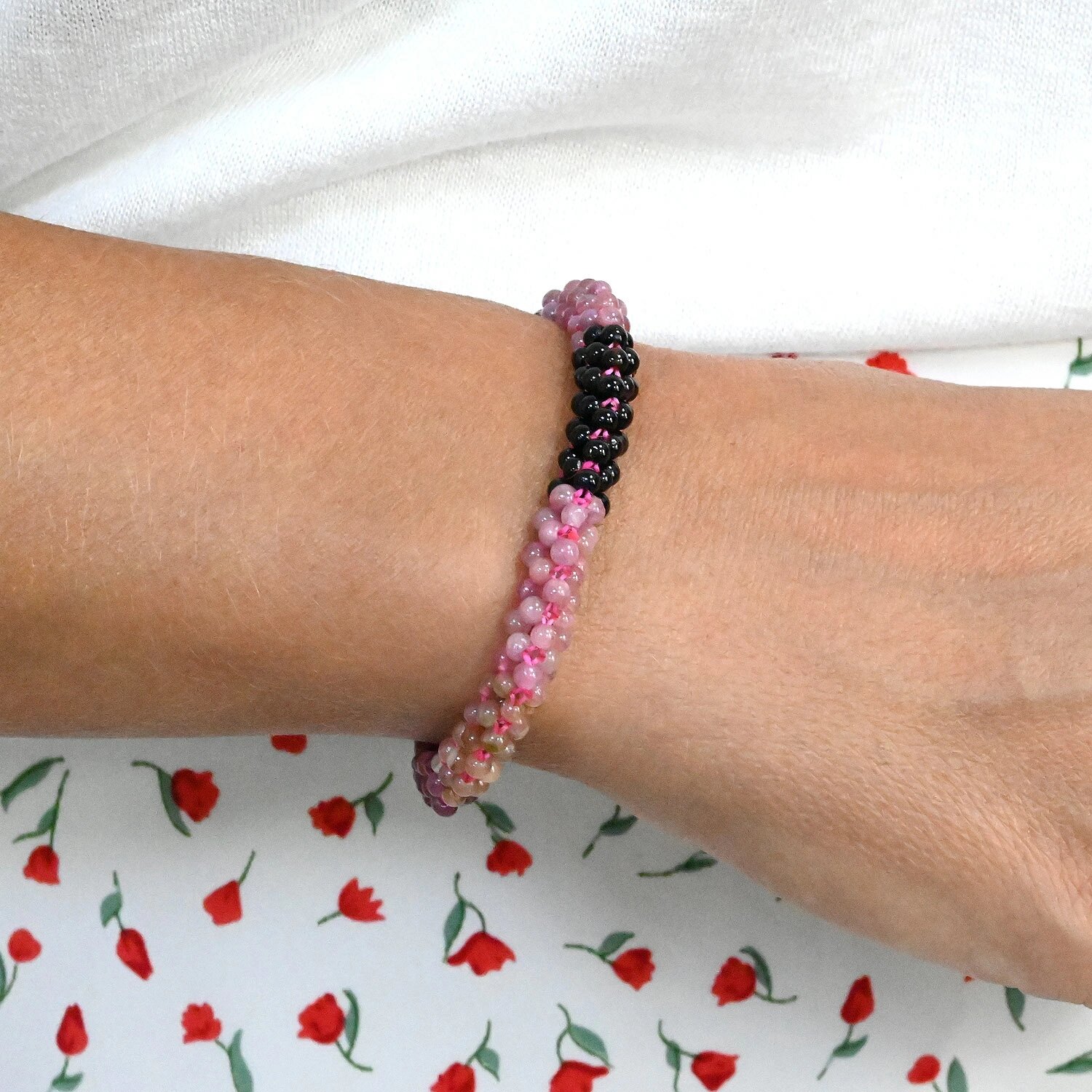 Плетеный браслет, турмалин