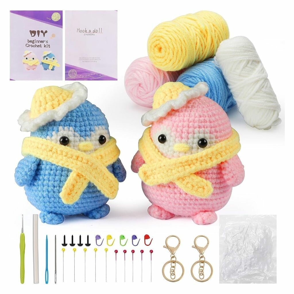 Наборы для вязания крючком своими руками, брелок ключей, включают крючок, пряжу, иглу, инструкции, аксессуары начинающих