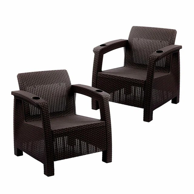 Набор кресел Альтернатива Wiilla, пластик, с подлокотниками, коричневый, 73х73х70 см