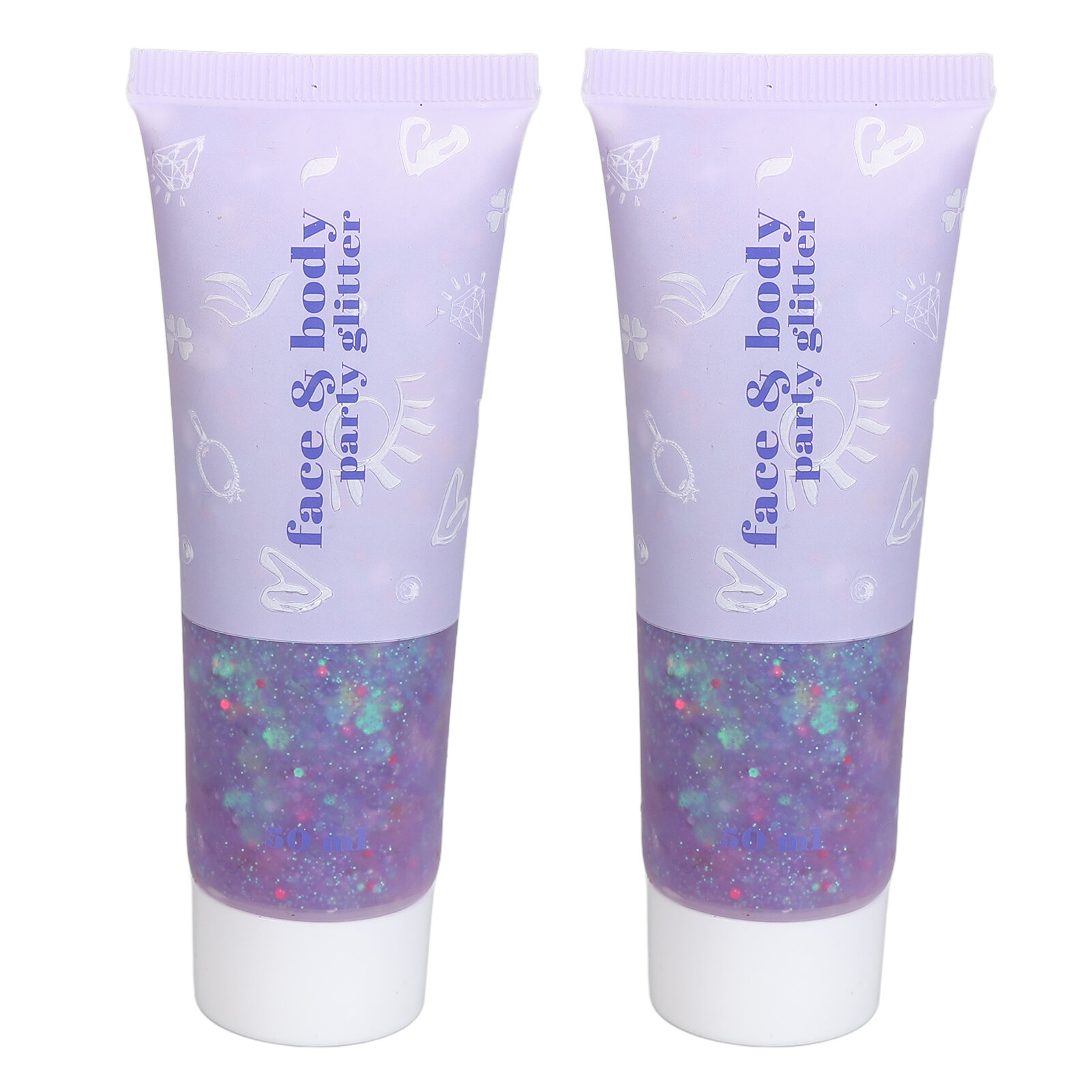2 шт. блестящий гель для лица и тела, голографический гель для тела, блестящий гель с блестками для тела, лица, волос и губ, 50 мл, ярко-фиолетовый