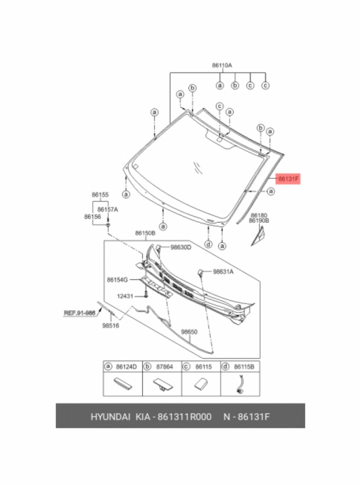 Молдинг Ветрового Стекла[Org](Hyundai/Kia 861311R000)