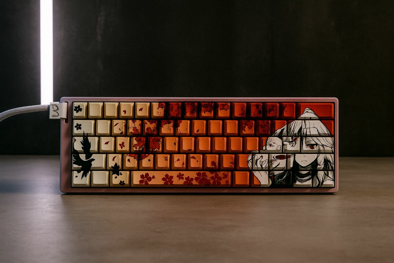 Кейкапы PBT OEM клавиша Аниме Chainsaw Man Raven оранжевый термосублимация для механической клавиатуры ATK75 MU68 HM66 боковая гравировка