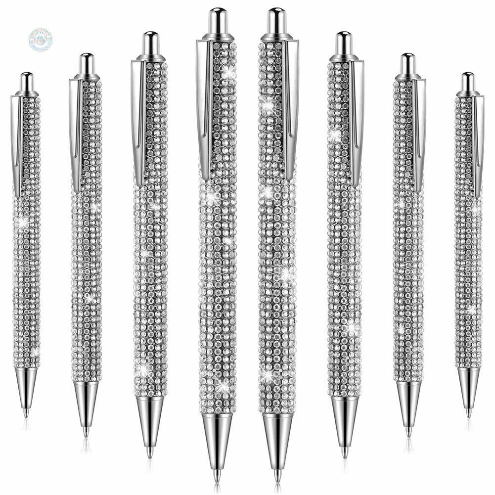 Набор металлических ручек со стразами 8 штук, серебристый, алмазные ручки для письма и декора