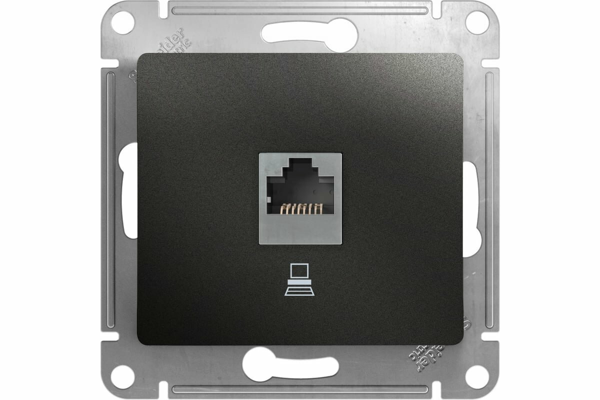 30 шт. Systeme Electric Glossa Антрацит Розетка компьютерная RJ45 кат.5E, GSL000781K