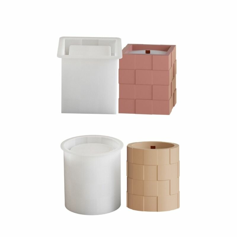 Набор силиконовых форм из гипсовой чашки для свечей с мозаичным Кубиком Рубика 2 частей