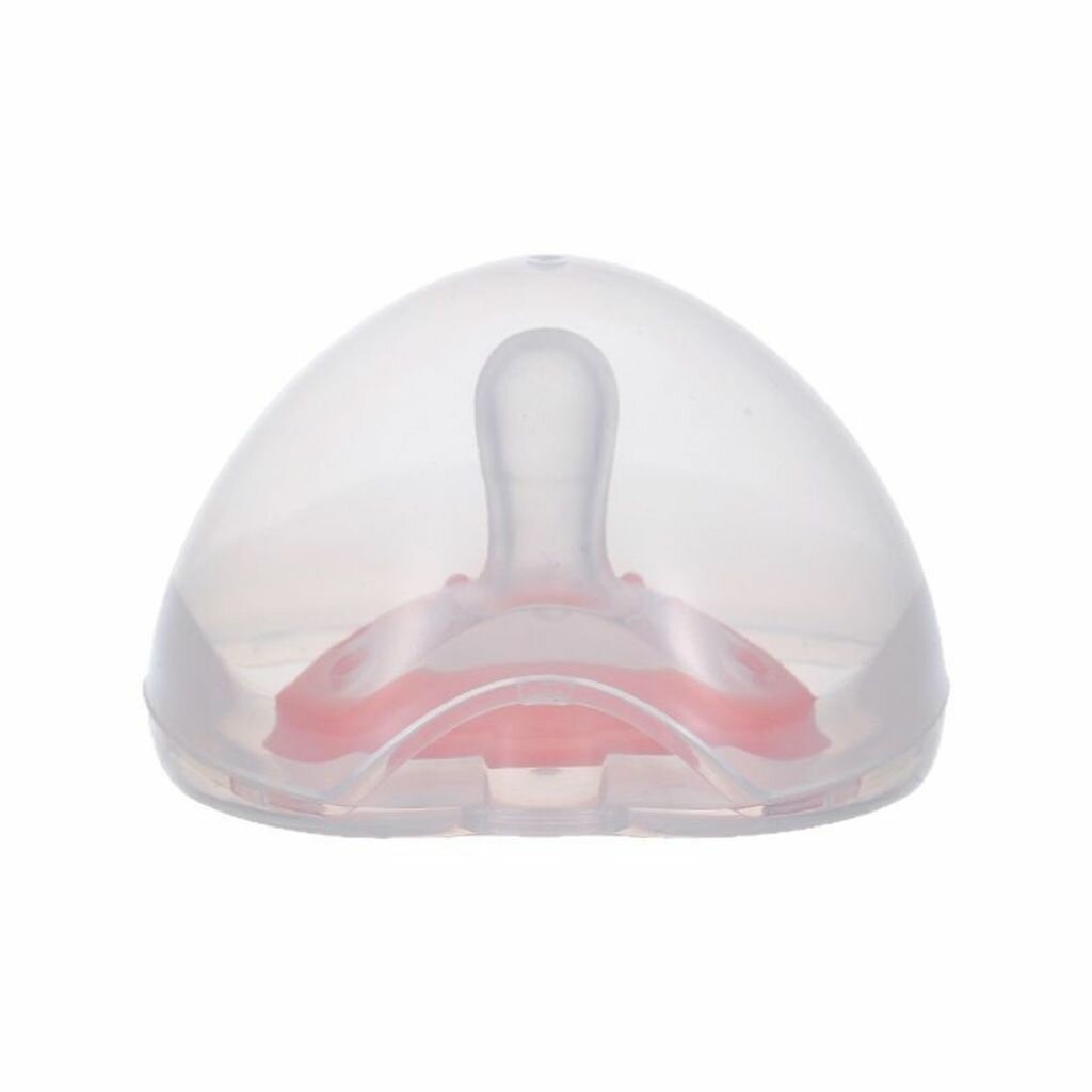 Детская силиконовая соска-пустышка с круглой головкой розового цвета