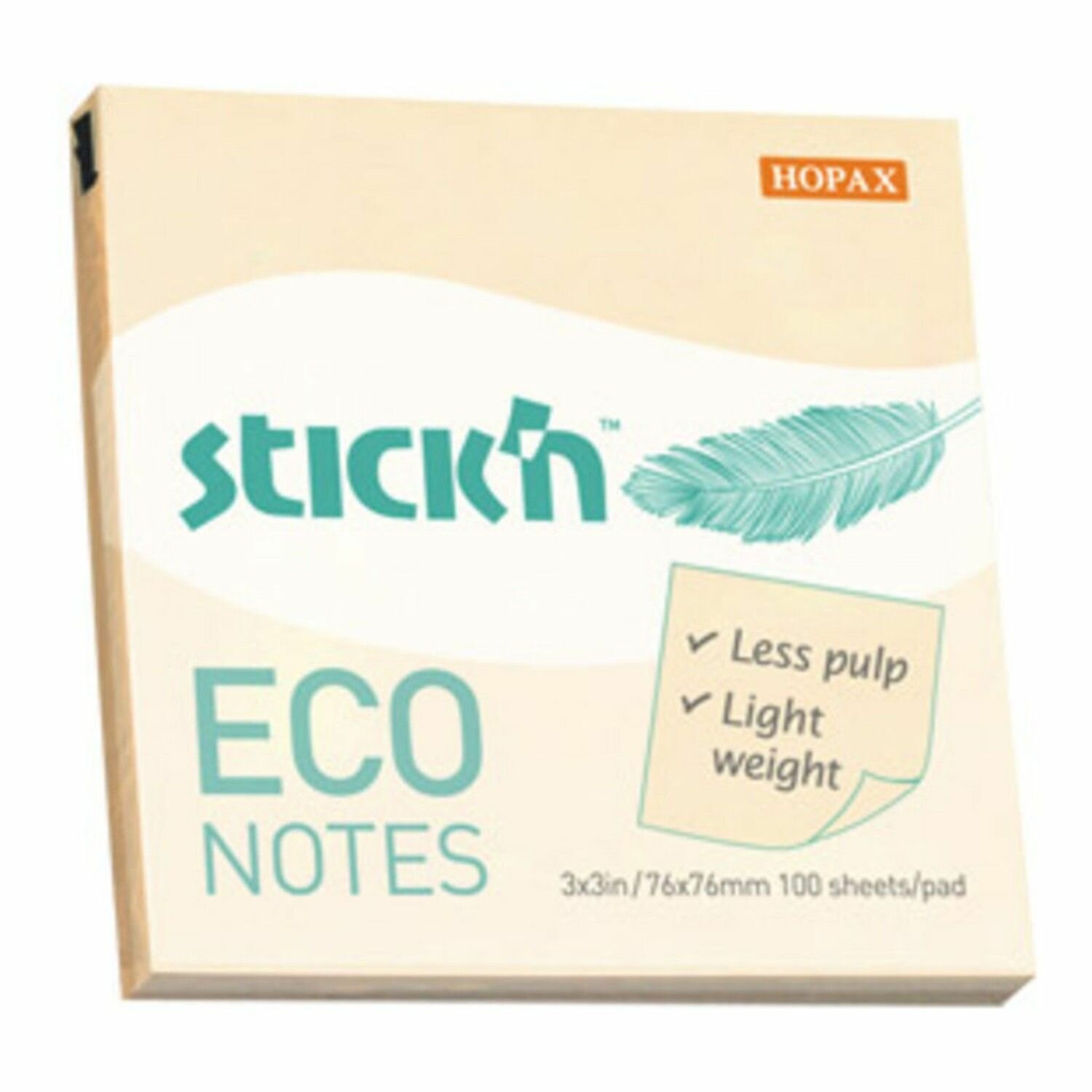 Бумага с липким краем (76*76мм) 100л, желтый, пастель, ECO
