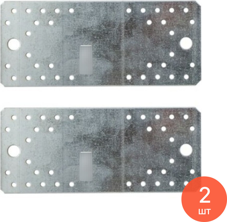 Пластина крепежная Rock Solid Connection / Рок Солид Коннекшн для деревянных конструкций, из оцинкованной стали, размером 210х90х2мм / строительство и ремонт (комплект из 2 шт)