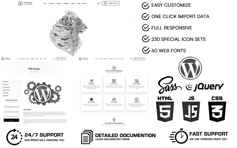Подарочный сертификат на Шаблон для сайта Вордпресс с демоконтентом Art Design - Creative Web Design Agency WordPress Theme