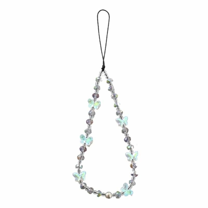 Милая прохладная цепочка для мобильного телефона в виде бабочки из кристаллов Фэн-Шуй, украшенная бисером-K3272, 6 маленьких бабочек