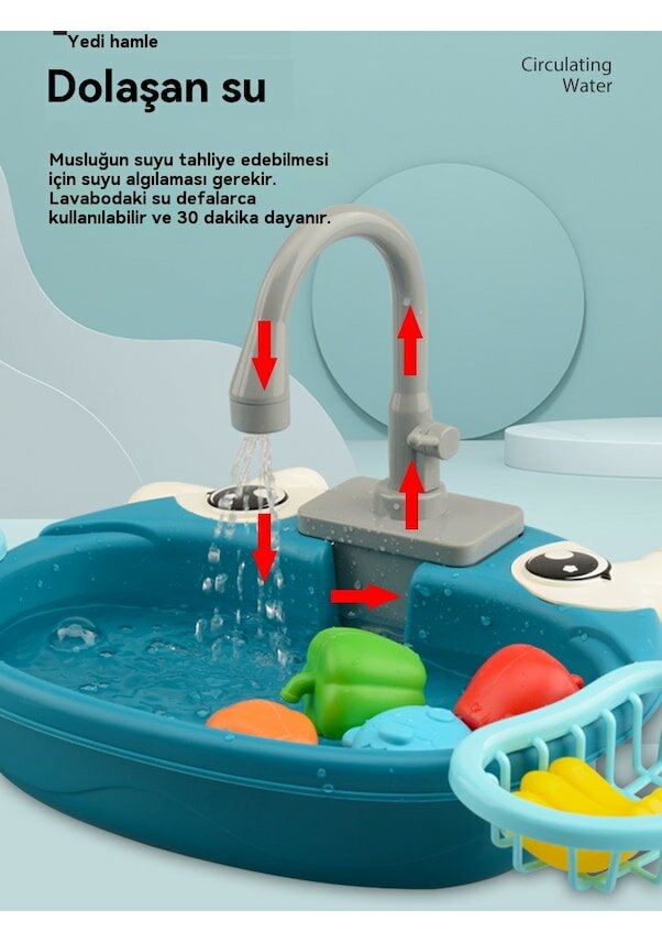 Детская электрическая мойка с автоматической циркуляцией воды, розовая