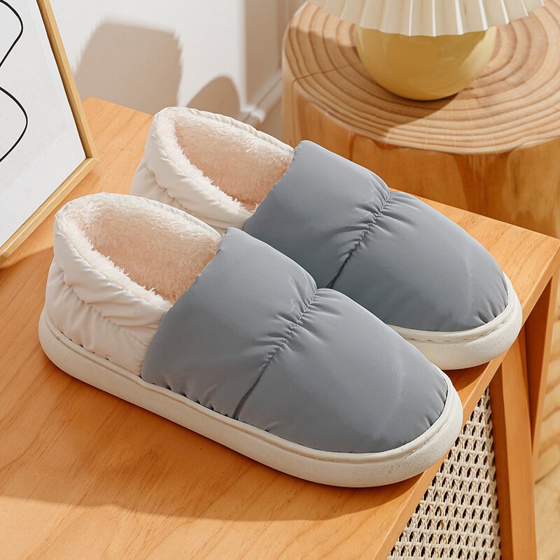 MOOCIE Меховые тапочки в корейском стиле, женская домашняя обувь, осенне-зимние, нескользящие, домашние, на толстой подошве, домашние хлопковые тапочки-бахилы