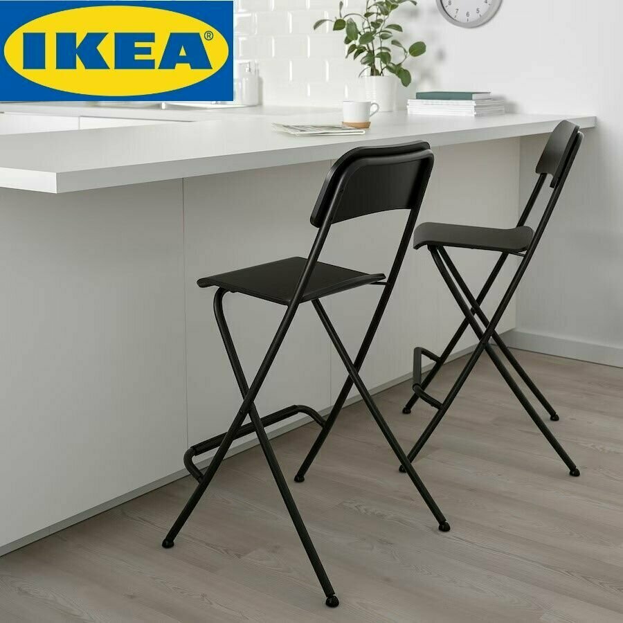 Барный стул складной со спинкой IKEA FRANKLIN, икеа франклин, чёрный, 63 см