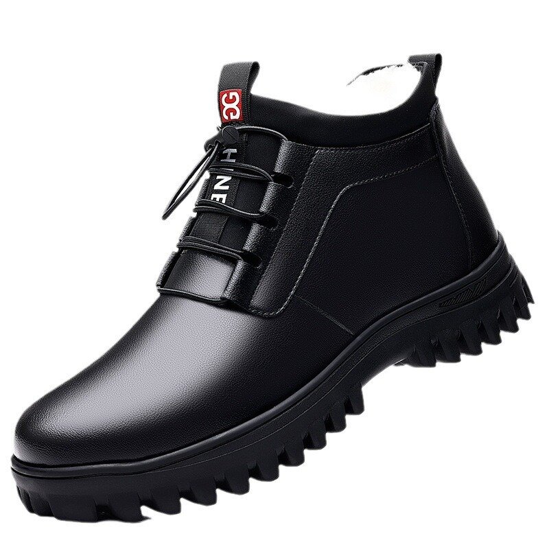 MOOCIE Мужские хлопковые туфли 2025 года, зимние, новые, из бархата и шерсти, с толстой подошвой, для отдыха на природе, теплые зимние ботинки для мужчин, EU:42