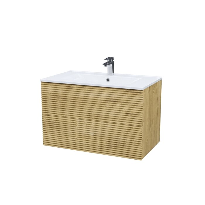 Тумба с раковиной 80 см IDDIS Bild BIL80V0i95K подвесная, дуб светлый