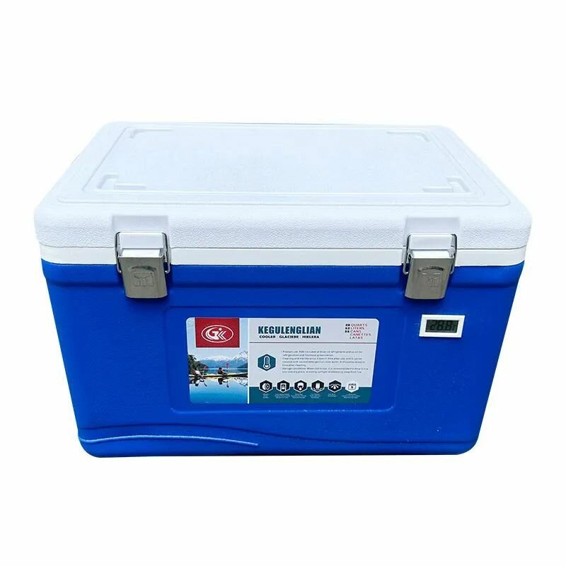 Термобокс 50л для доставки еды (Сине-белый, крышка EPS, вес 4 кг)