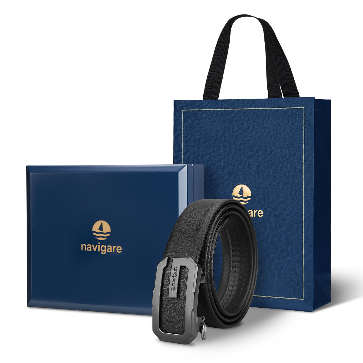 NAVIGARE Belt Men's Black Width 3.5cm 125cm