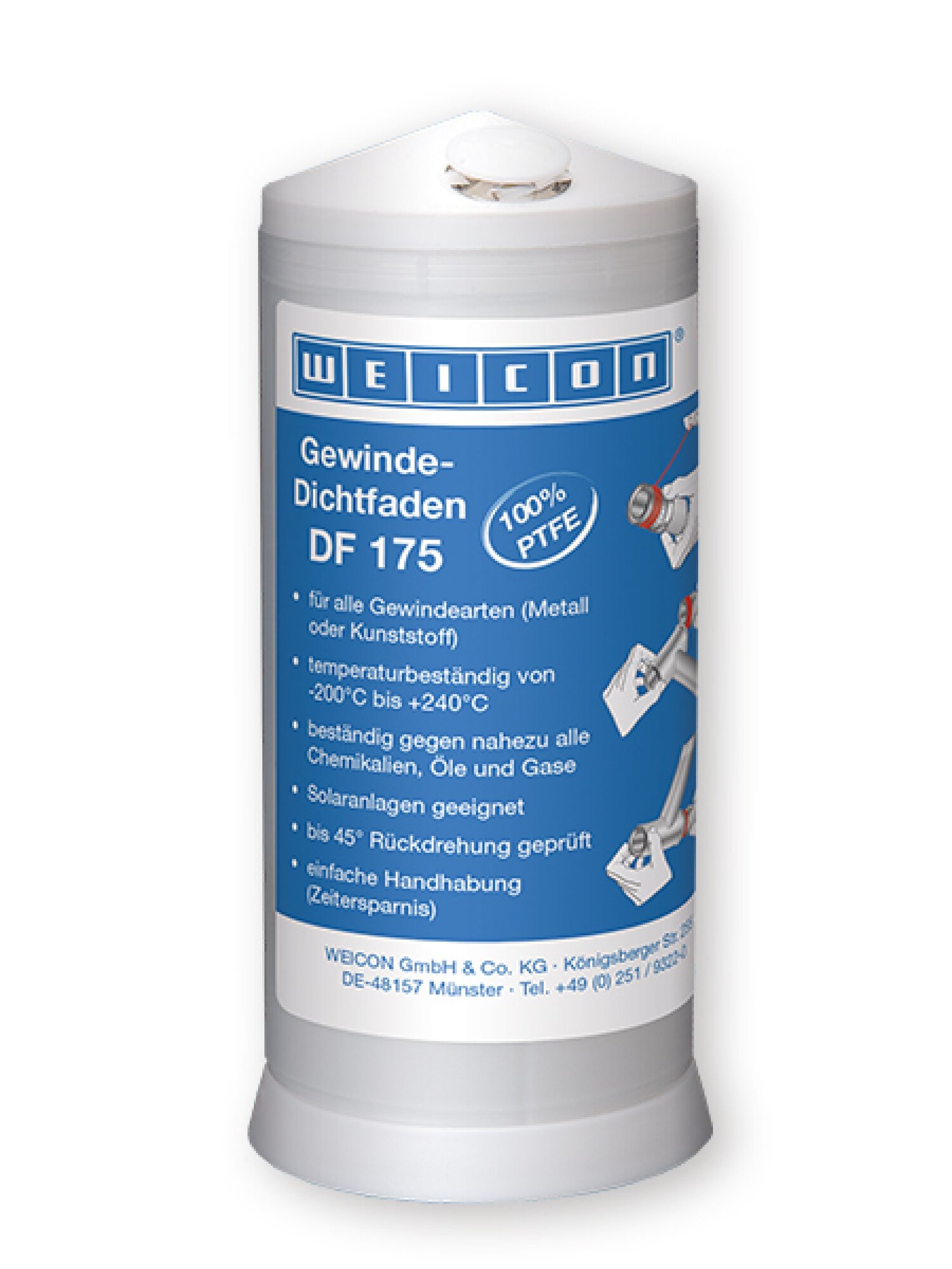 Нить тефлоновая для уплотнения резьбовых соединений WEICON DF 175 с PTFE, 175 м