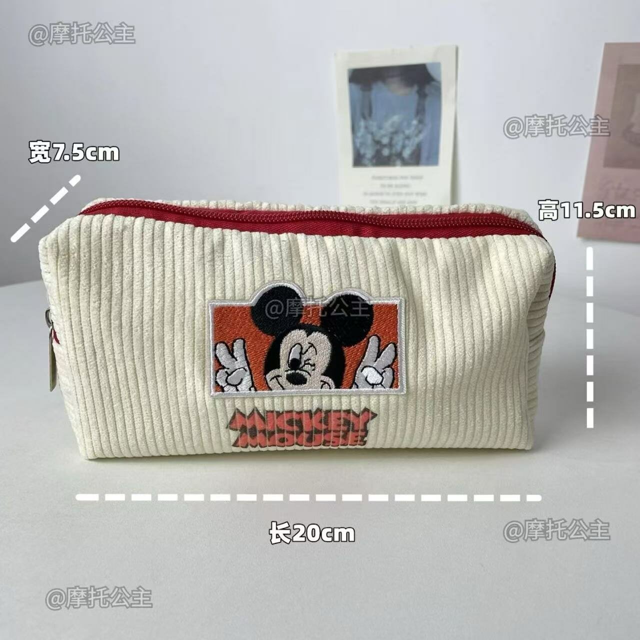 Вельветовый пенал MINISO с Микки Маусом и Винни Пухом