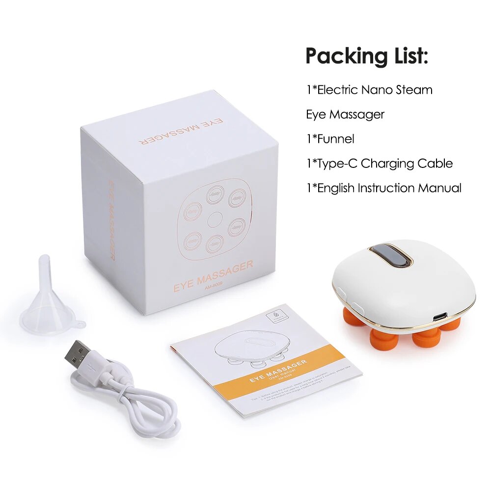 Нано-паровой массажер для глаз, электрический вибрационный массажер, инструмент для ухода за глазами, массажер для снятия усталости глаз, массажер