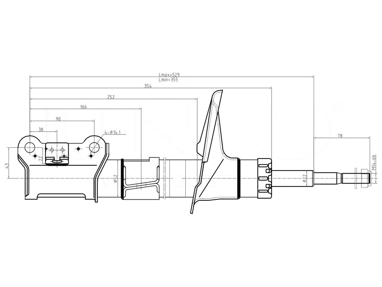 UNIO SAB-10595 (30636665 / 30683342 / 30683343) амортизатор газовый передней подвески Volvo (Вольво) s60 00-,